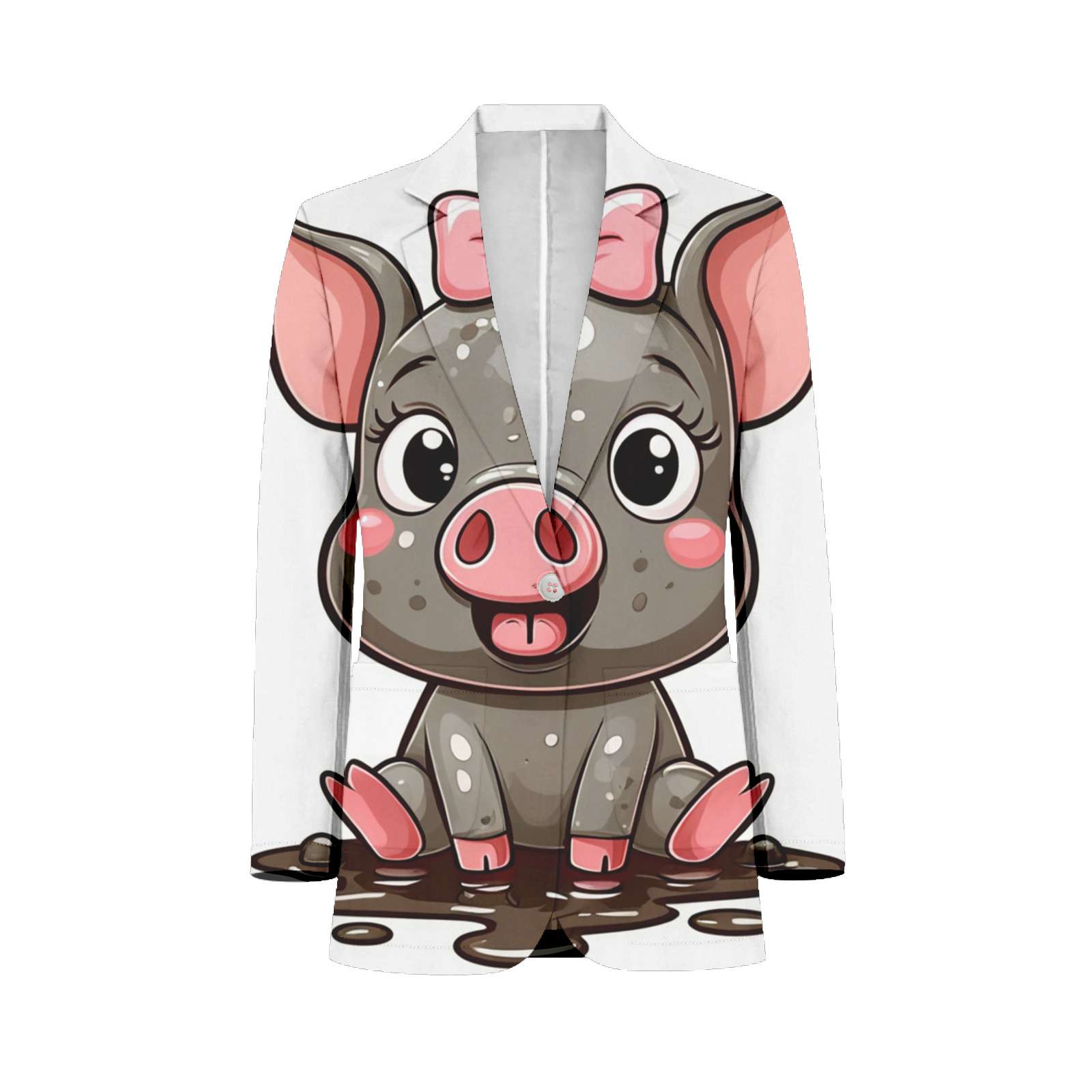 Cute Piggy Mud Play Mens Suits Shawl Collar Slim Fit Suit Mens Groom ...