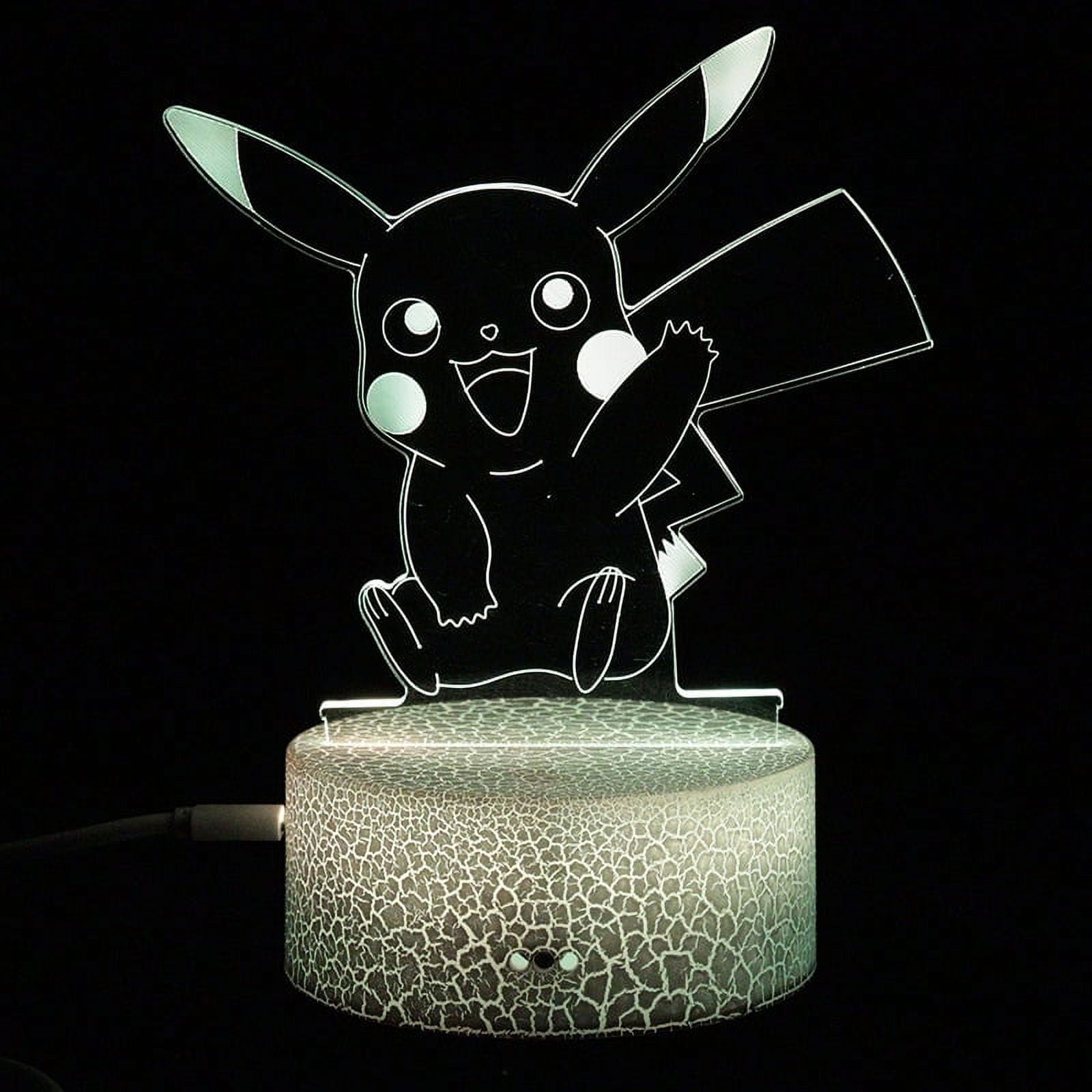 Pikachu Pokemon LED Night Light - Kids Bedroom Table Lamp with 16 Color ...