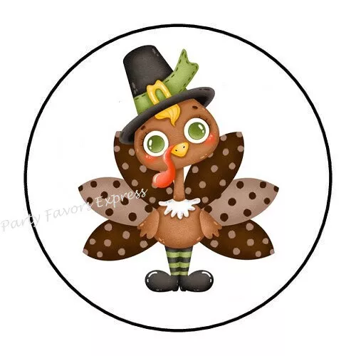 Cute Pilgrim Turkey Thanksgiving Sticker Envelope Seals Labels Stickers ...