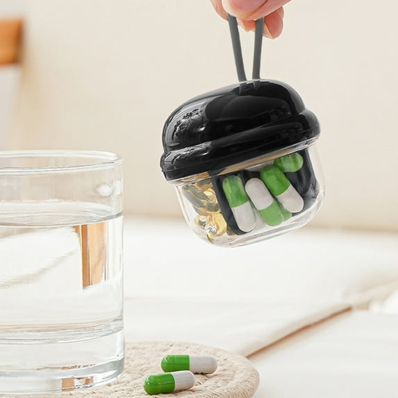 Cute Pill Dispenser with 4 Large Compartments, Portable Pill Bottle ...