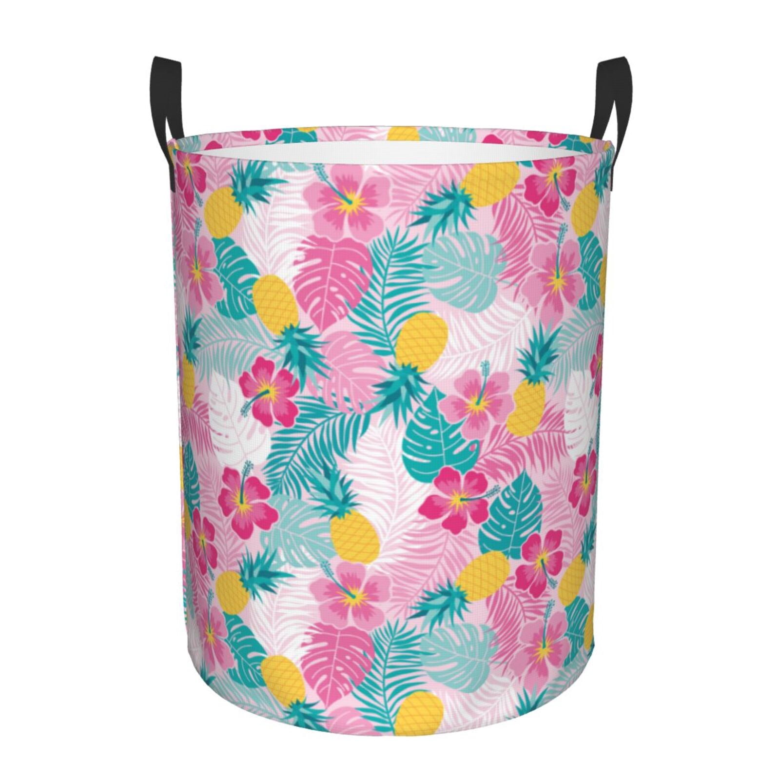 Cute Pineapple Colorful Flower Laundry Basket with Handles ...