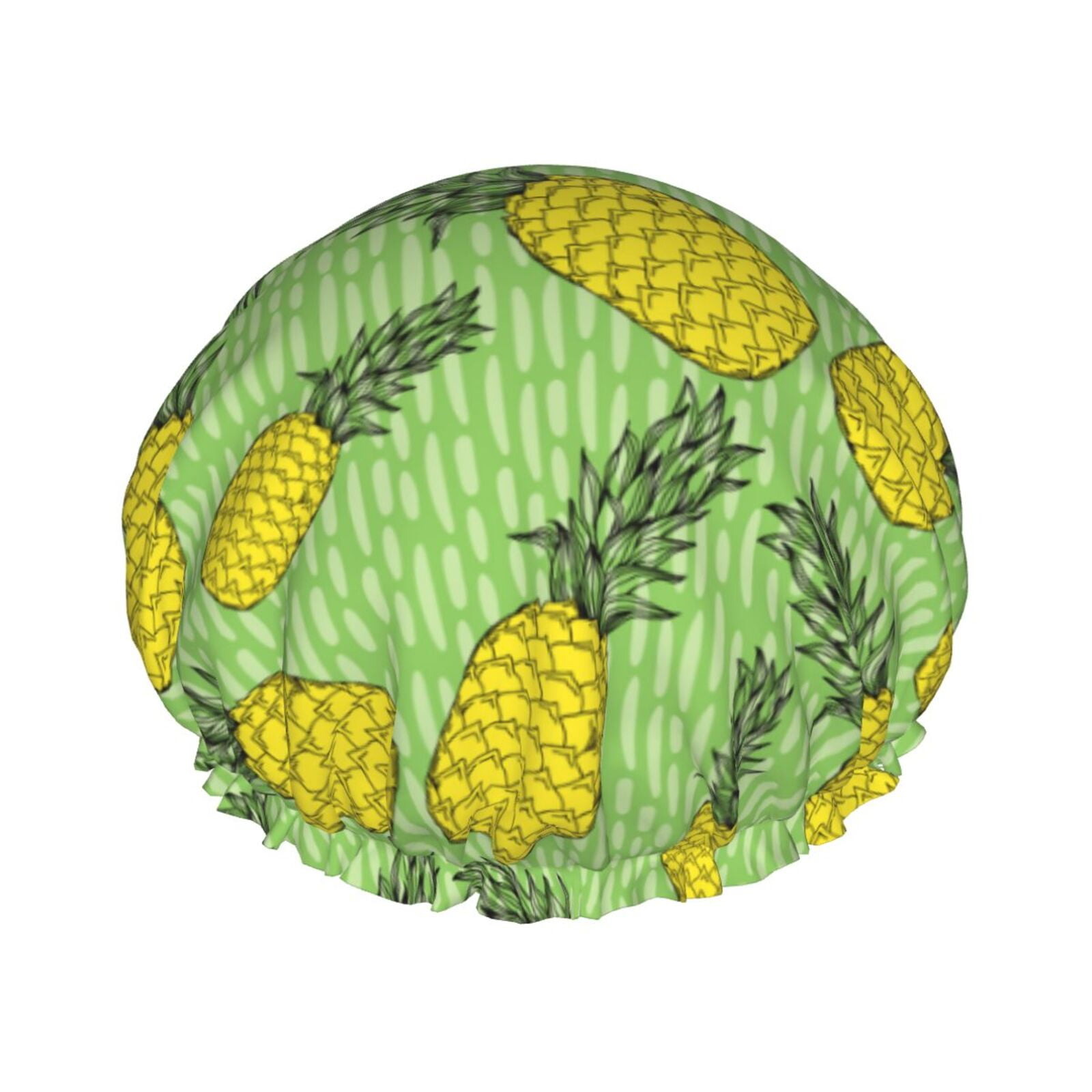 Cute Pineapple Green Stripe Shower Cap, Double Layers Shower Cap ...