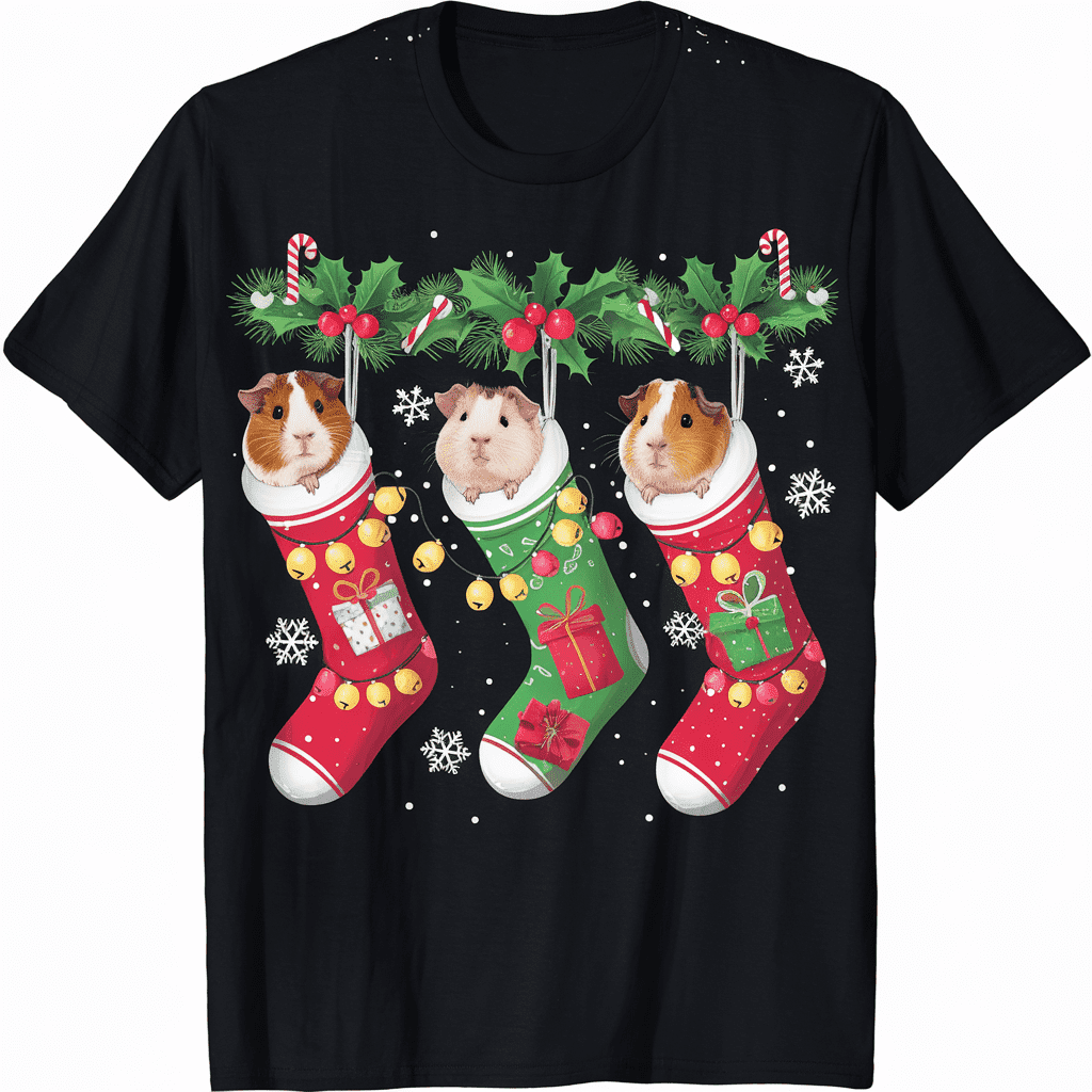 Cute Pinguin In Sock Christmas Santa X-mas Fun Holiday Spirit T-Shirt ...