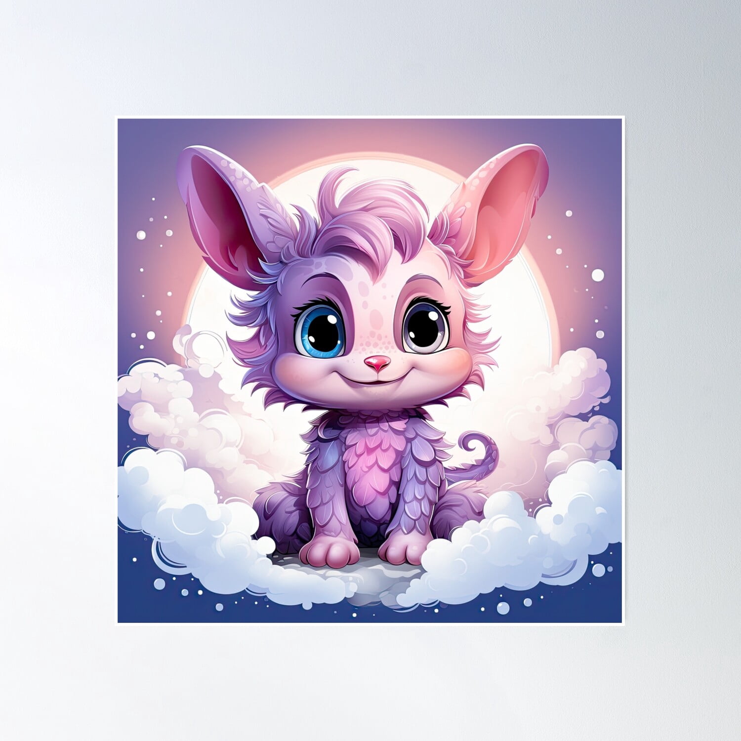 Cute Pink Baby Dragon Poster Wall Art, Modern Wall Decor, 24x24 ...