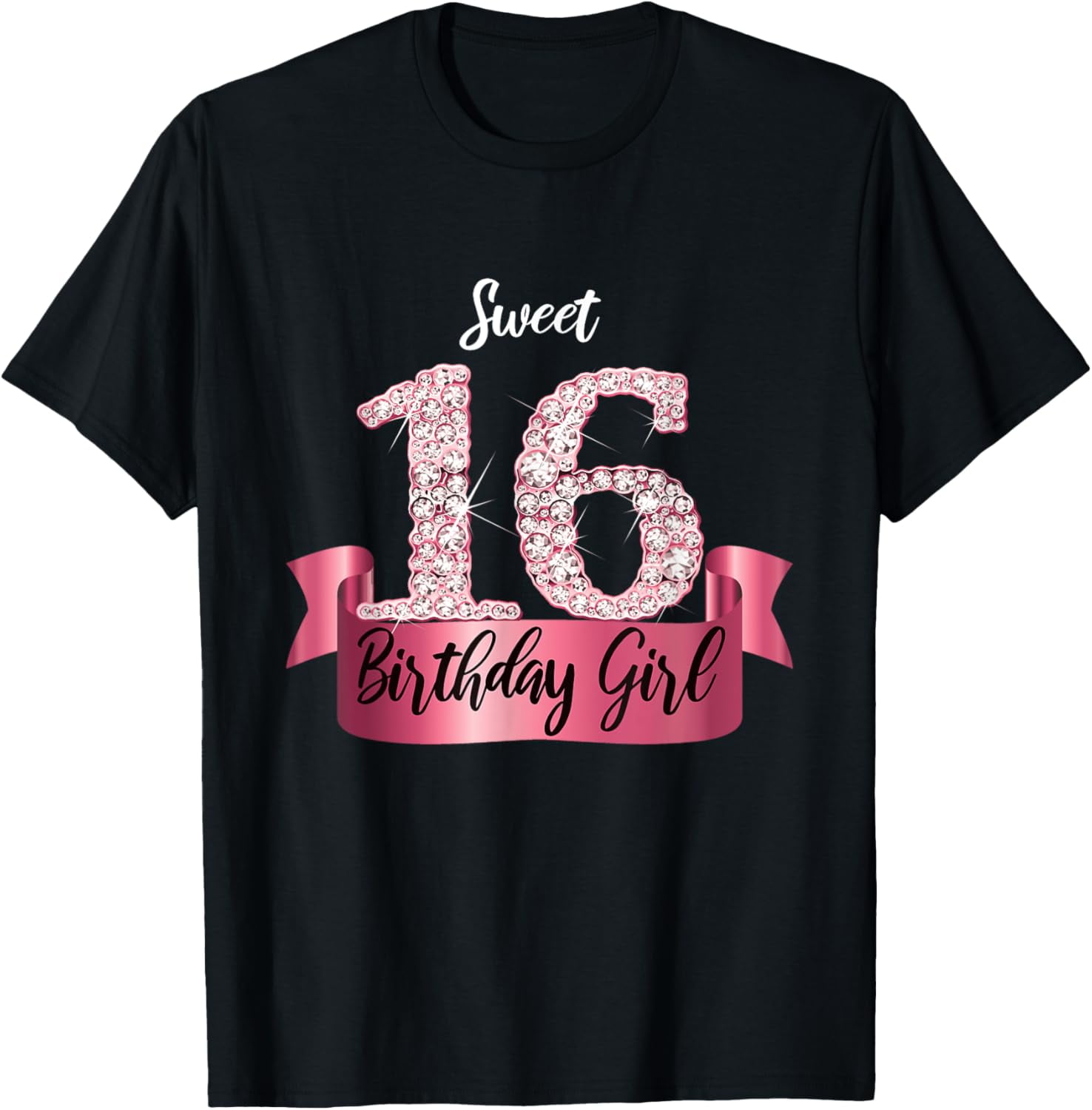 Cute Pink Black "Sweet 16" Style I 16th Birthday Idea T-Shirt - Walmart.com