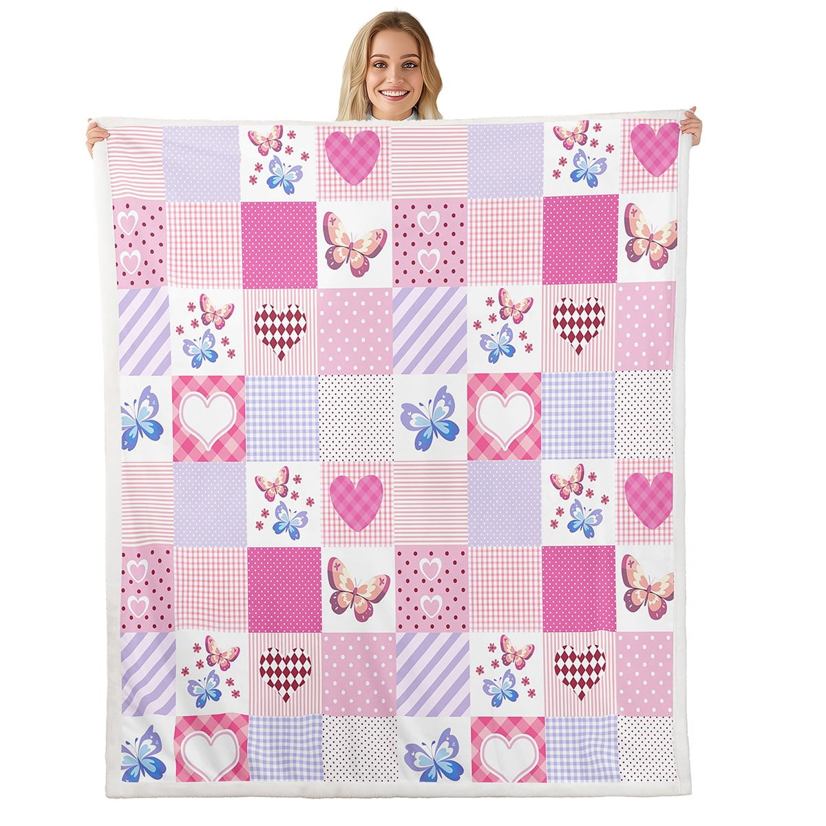 Cute Pink Blanket,Love Heart Pattern Throw Blanket Teenage,Cartoon ...
