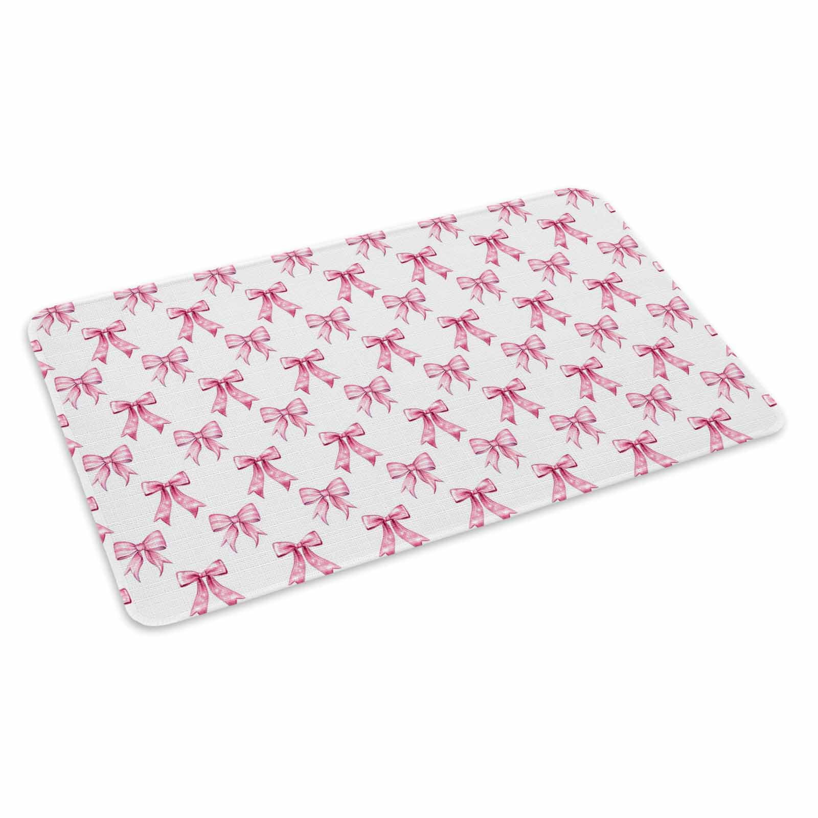 Cute Pink Bow Doormat Outdoor Entrance 20"x31.5", White Sweet Modern ...