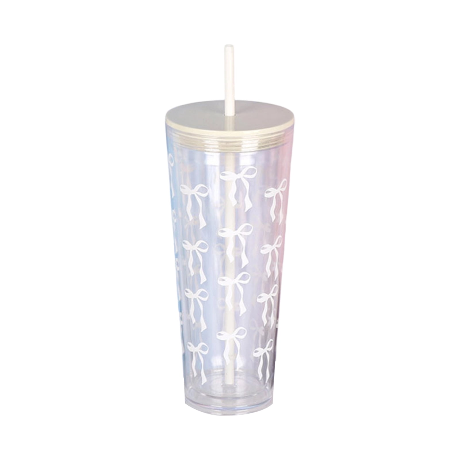 Cute Pink Bow Glass Cups with Lids and Straws, Aesthetic Iced Coffee ...