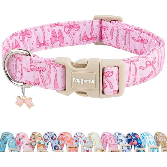 Cute Pink Bow Pattern Dog Collar for Summer Spring DesignSmall Medium ...
