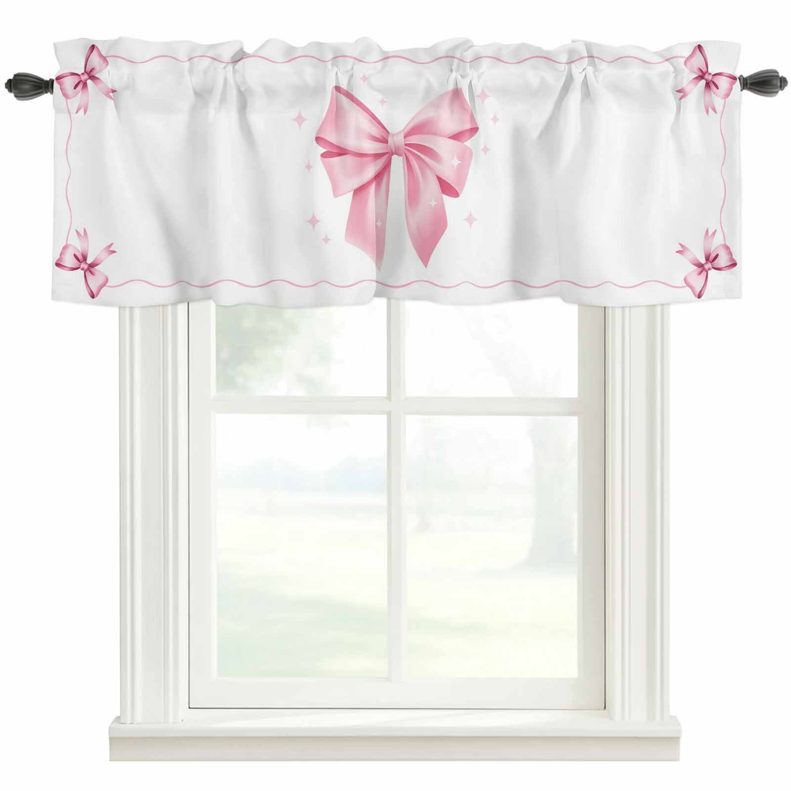Cute Pink Bow Valances for Windows Pink Ribbon Day Mother's Day ...