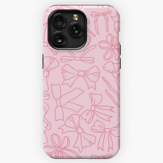 Cute Pink Bows and Ribbons Pattern Art iPhone Case 17 11 12 13 14 15 16 ...