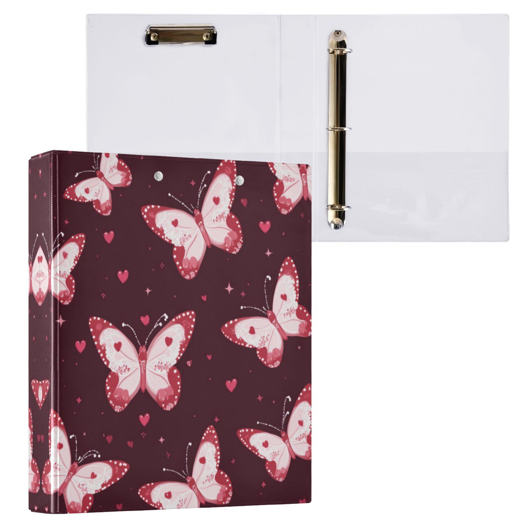 Cute Pink Butterflies 3 Ring Hardcover Binders 1.5in Round Rings for ...