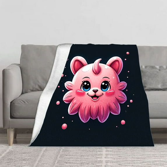 Cute Pink Cartoon Character Flannel Blanket - Soft Cozy Durable Design ...
