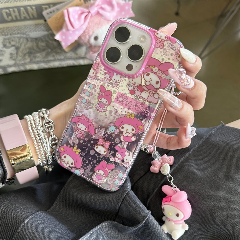 Cute Pink Cartoon Melody Phone Case For iPhone 16 15 14 13 Pro Max ...