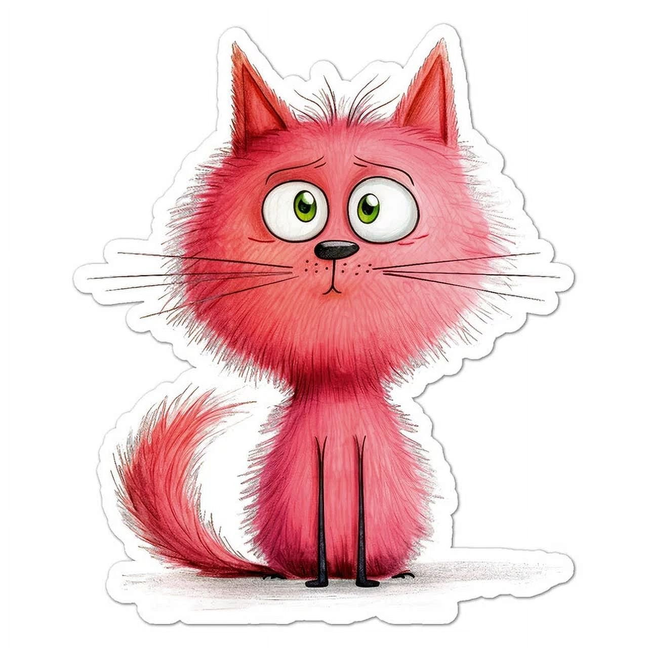 Cute Pink Cat Sticker Indoor Outdoor Phone Decal Water Bottle Stickers ...