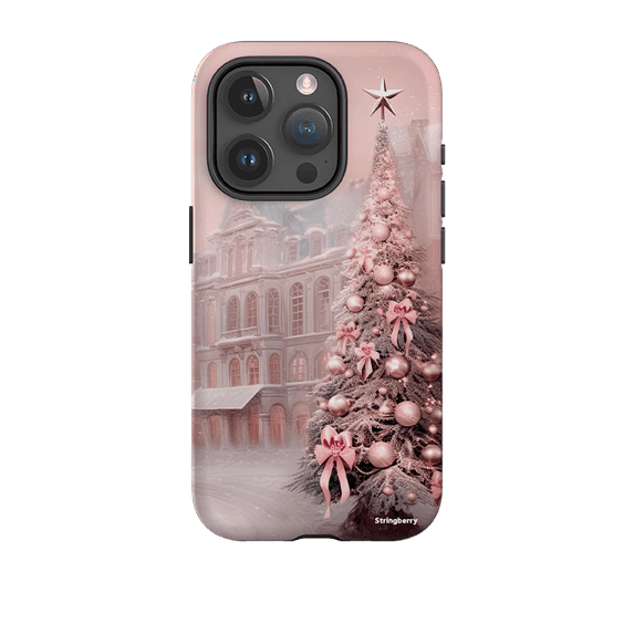 Cute Pink Christmas Trees and Snowflakes, Festive Holiday Xmas P127 ...