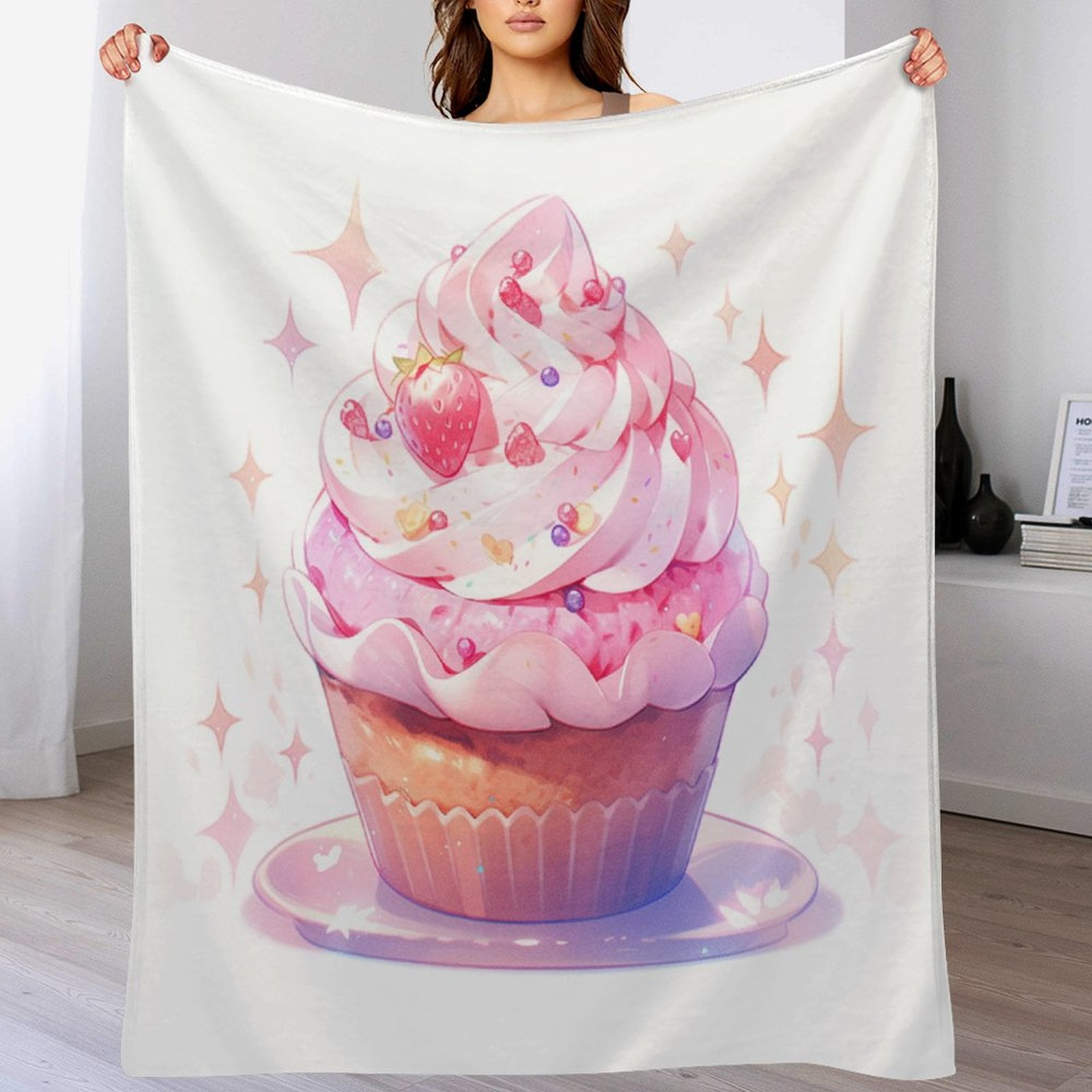 Cute Pink Cupcake Muffin Throw Blanket for Couch Bed 50"x60" Little ...