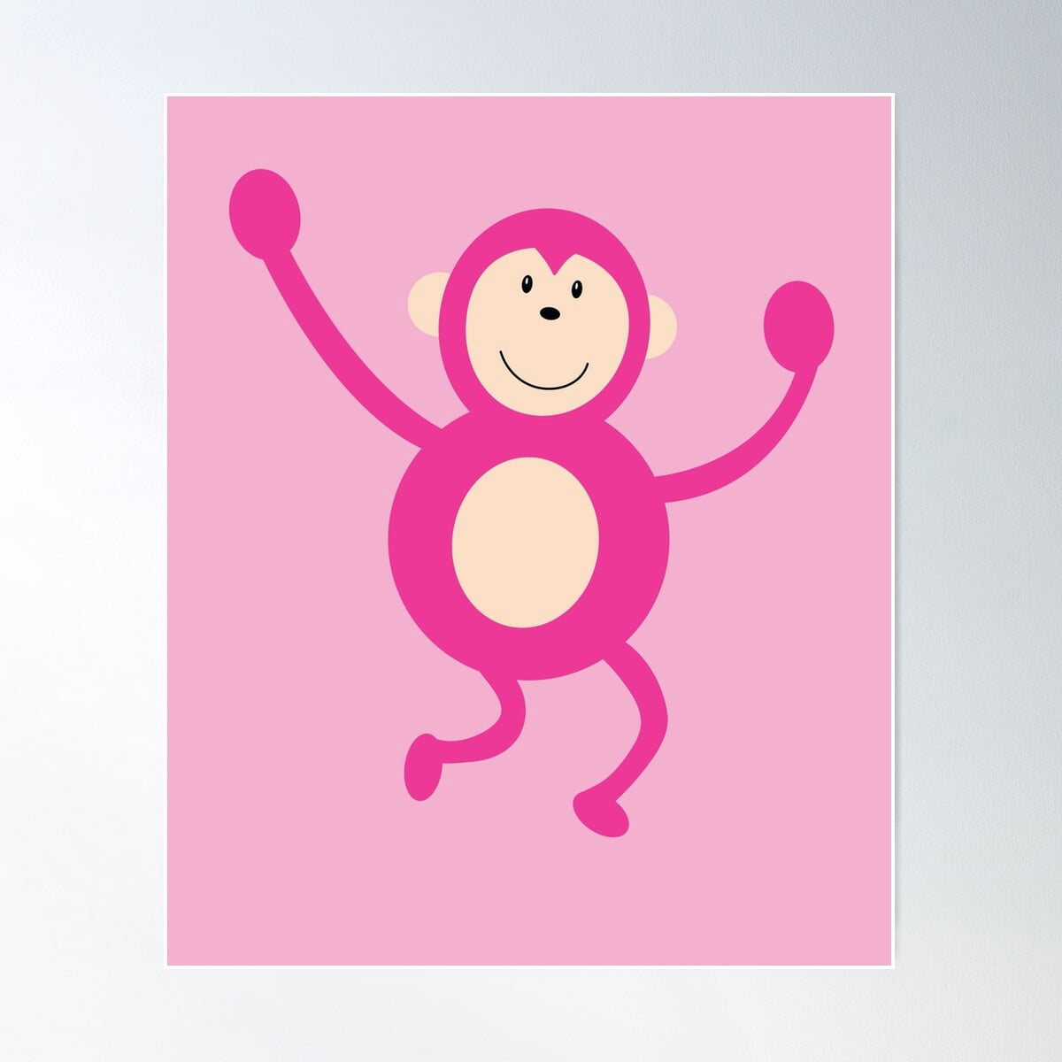 Cute Pink Dancing Monkey Poster Wall Art, Modern Wall Decor For Living ...