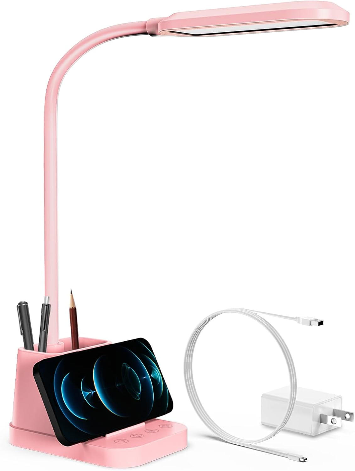 Cute Pink Desk Lamp for Kids, Kawaii Study Table Light for Bedrooms ...