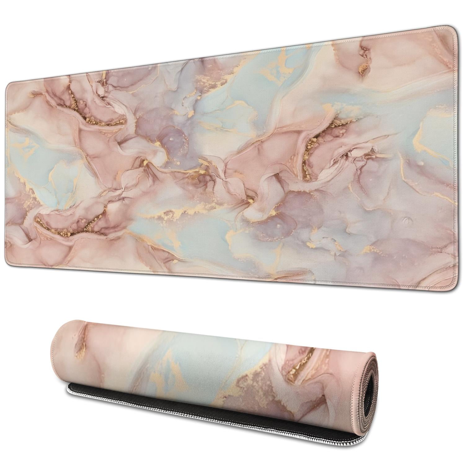 Cute Pink Desk Mat - Large & Durable Mouse Pad in Rose Gold Marble ...