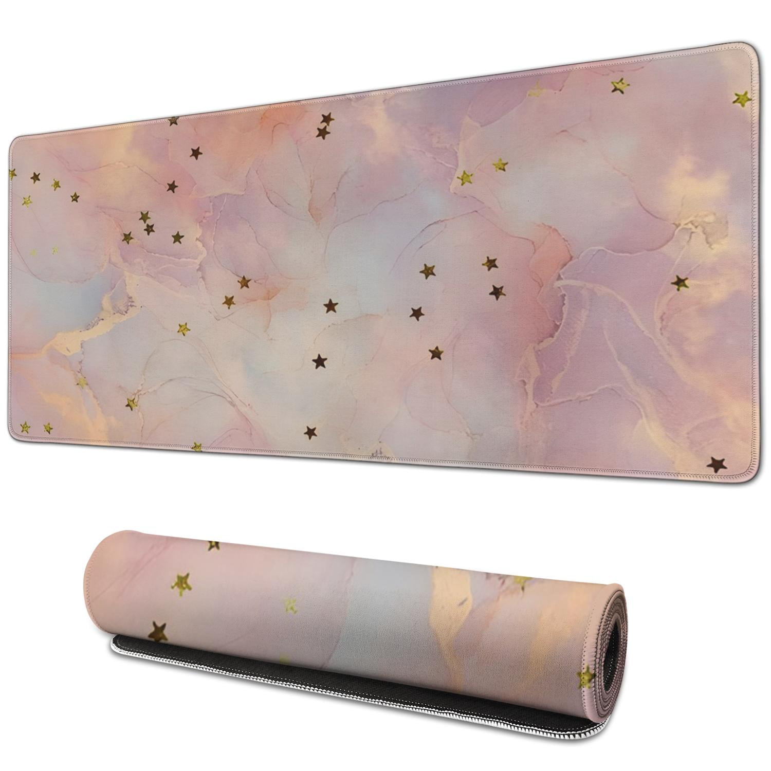 Cute Pink Desk Mat - Large Mouse Pad, Laptop Protector, Pink Gold ...