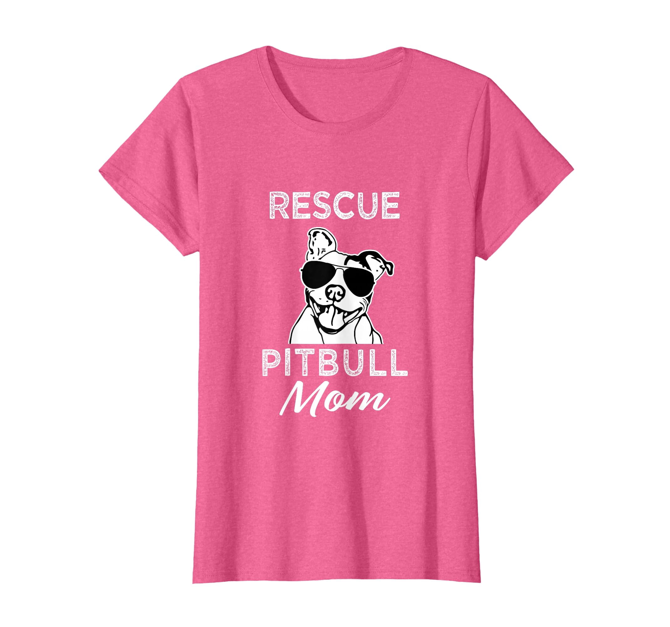 Cute Pink Dog Mom T-Shirt with Sunglasses Graphic for Rescue Pitbull ...