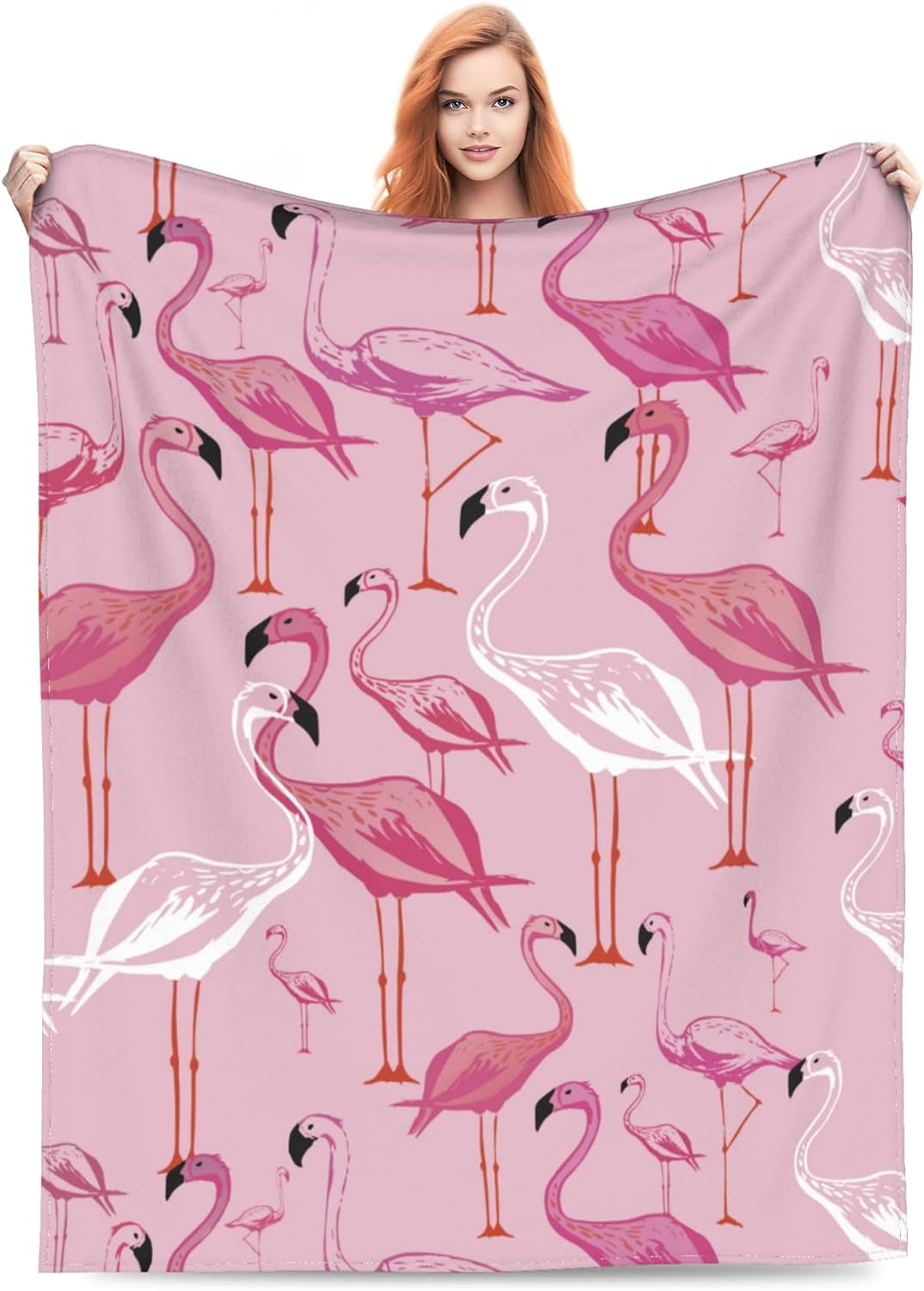 Cute Pink Flamingo Blanket Kawaii Flamingos Throw Blankets Soft Warm ...