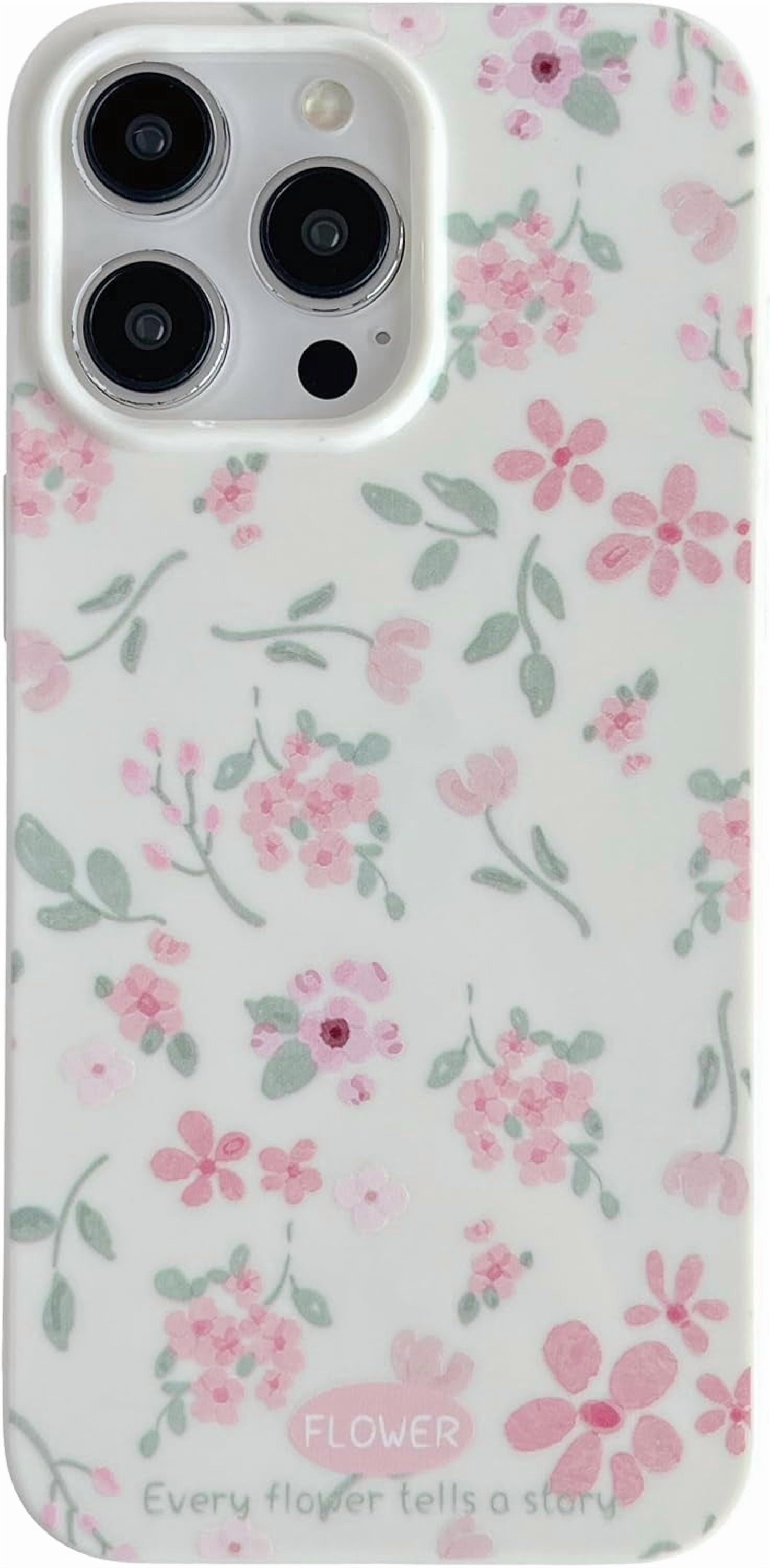 Cute Pink Flower Prints Soft Designed for iPhone Case(White, for iPhone ...
