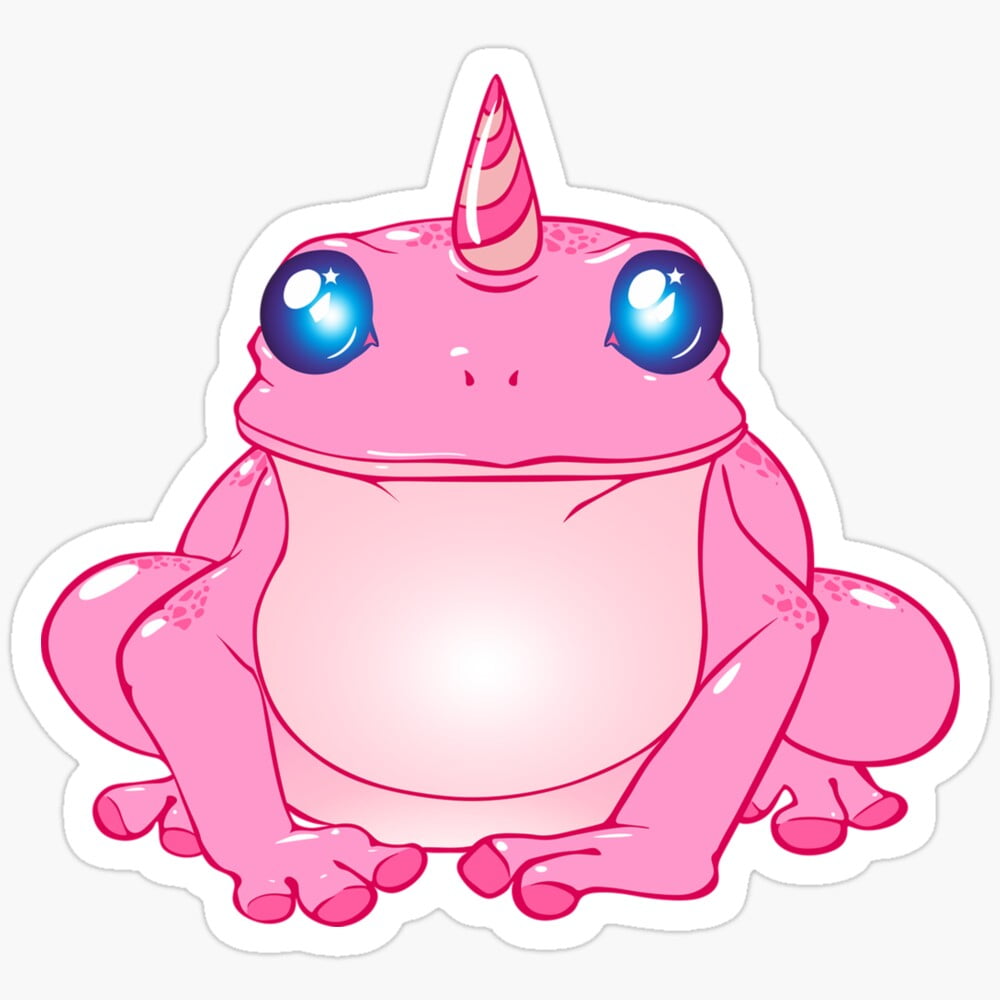 Cute Pink Frog - Frog Lovers Sticker Phone Decal Water Bottle Stickers ...