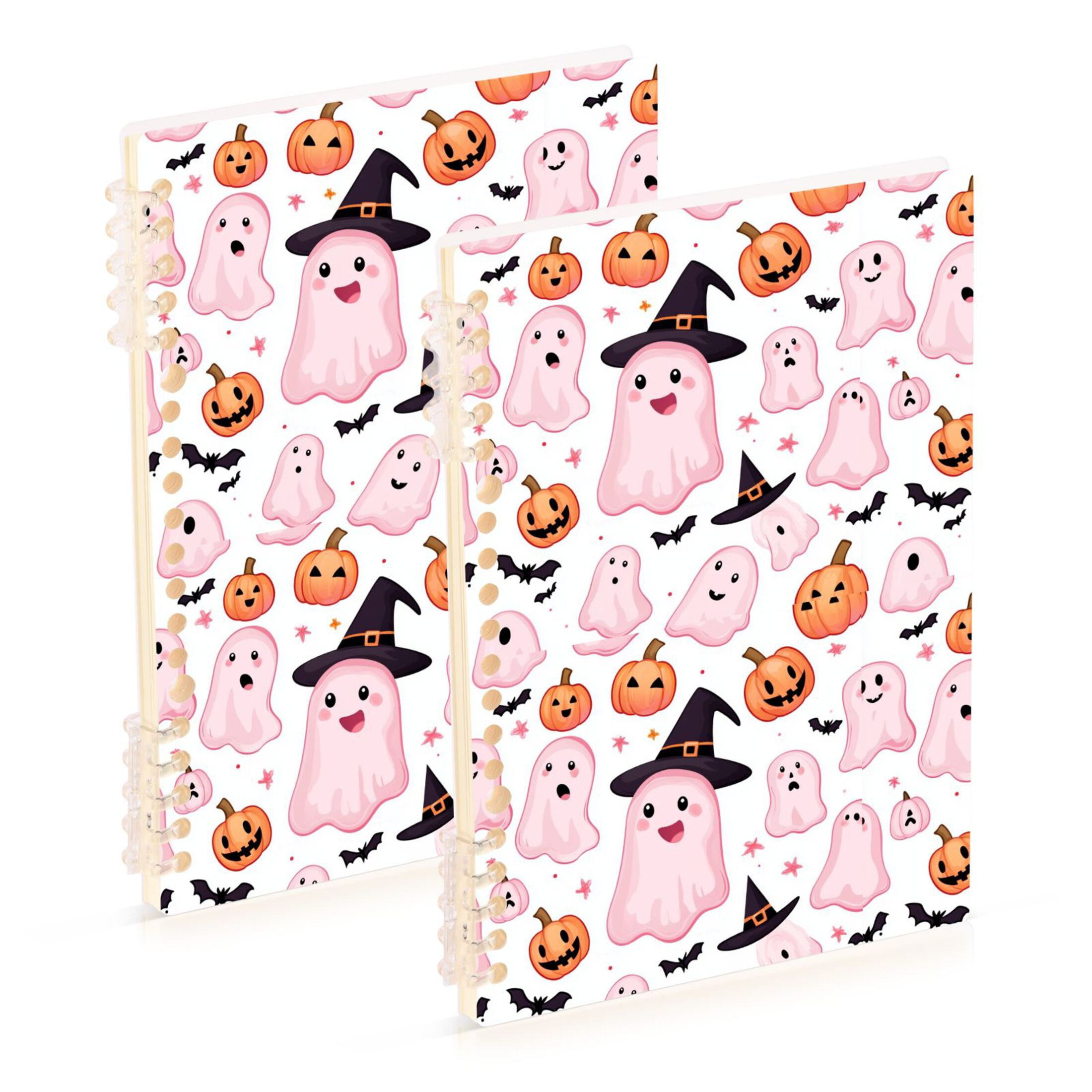 Cute Pink Ghost Pumpkin Bats Notebooks 2 Pcs 1-subject Journal 60 ...