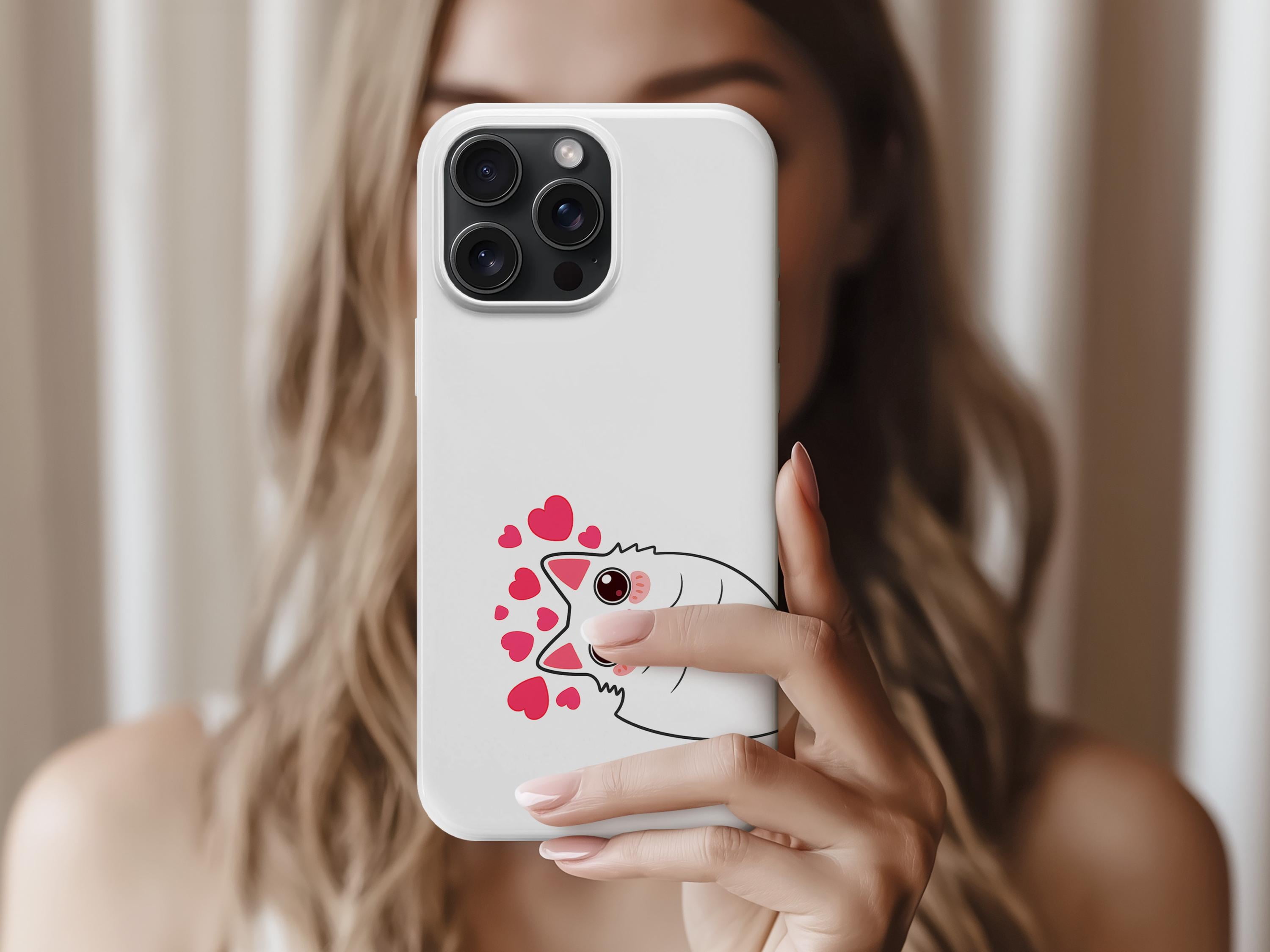 Cute Pink Heart Kawaii Cat Phone Case with iPhone 17 to 11 Pro Max ...