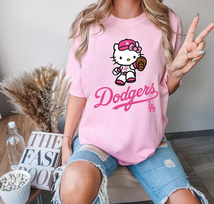 Cute Pink Hello Kitty Baseball T-shirt, Dodgers Baseball MLB Youth ...