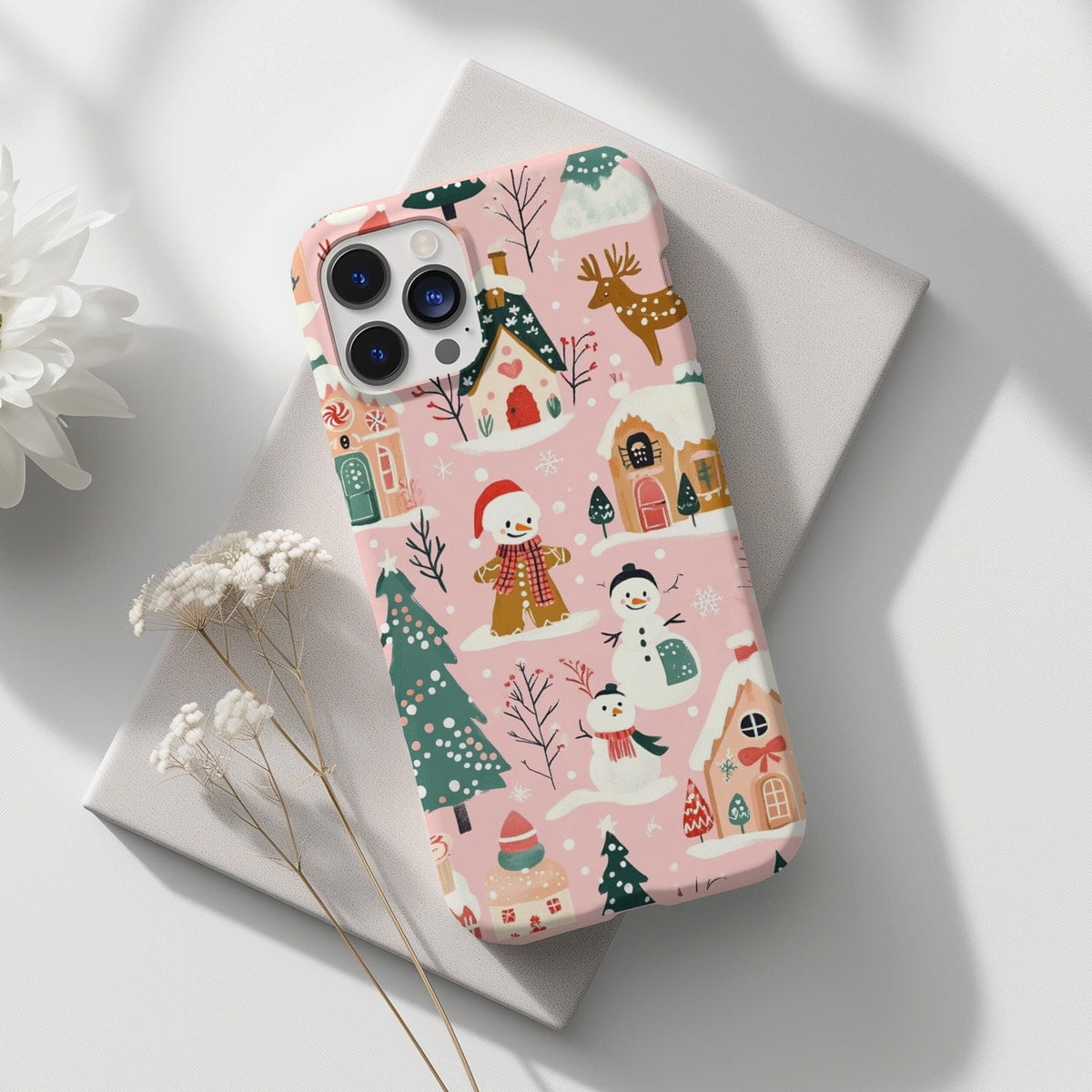 Cute Pink Holiday Watercolor Festive Phone Case 17 16 15 14 13 12 11 ...