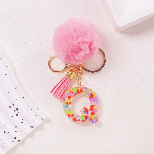 Cute Pink Key Chains for Women Girls, Initial Letter Keychains with ...