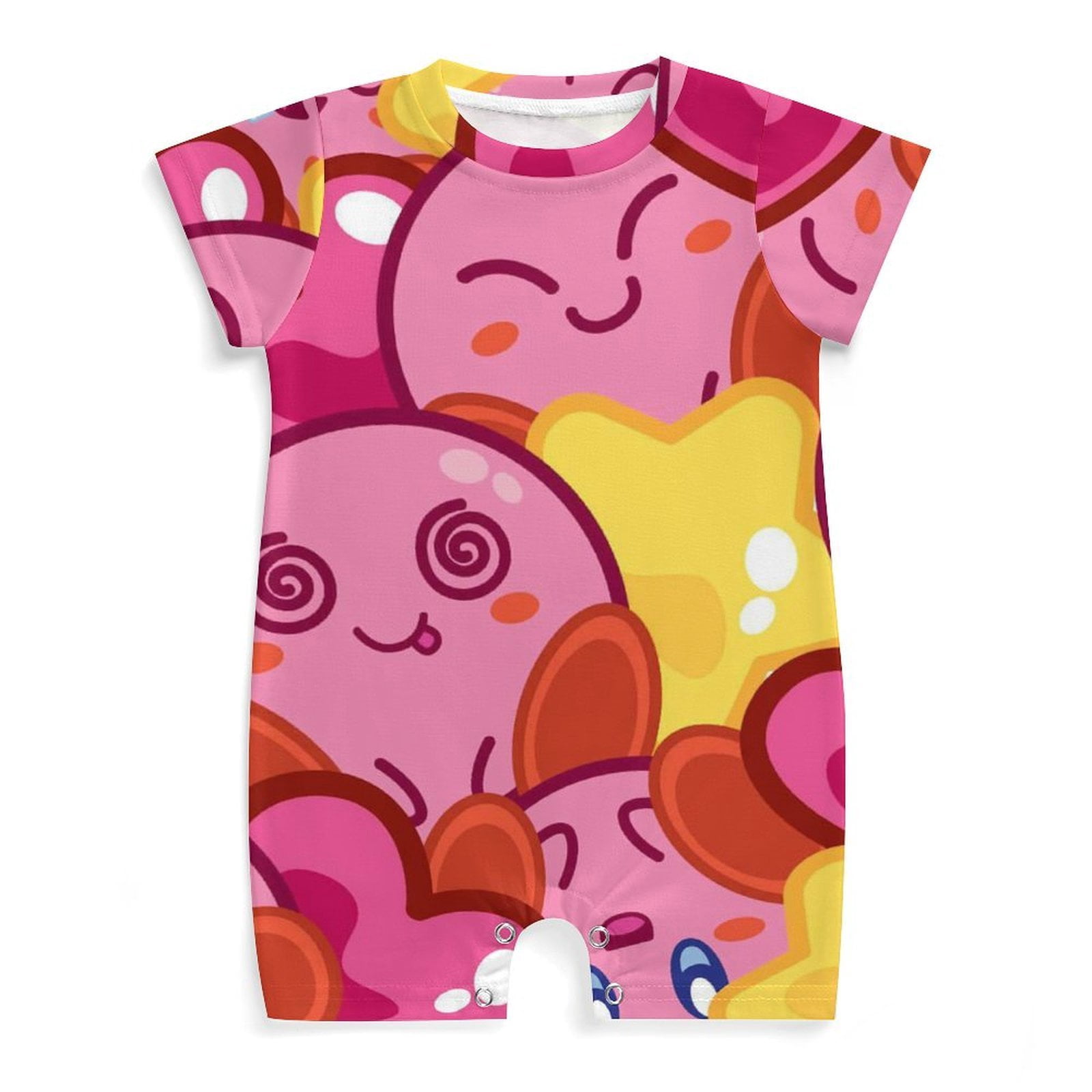 Cute Pink Kirby Baby One-Piece Rompers Summer Short Sleeve Outfit ...