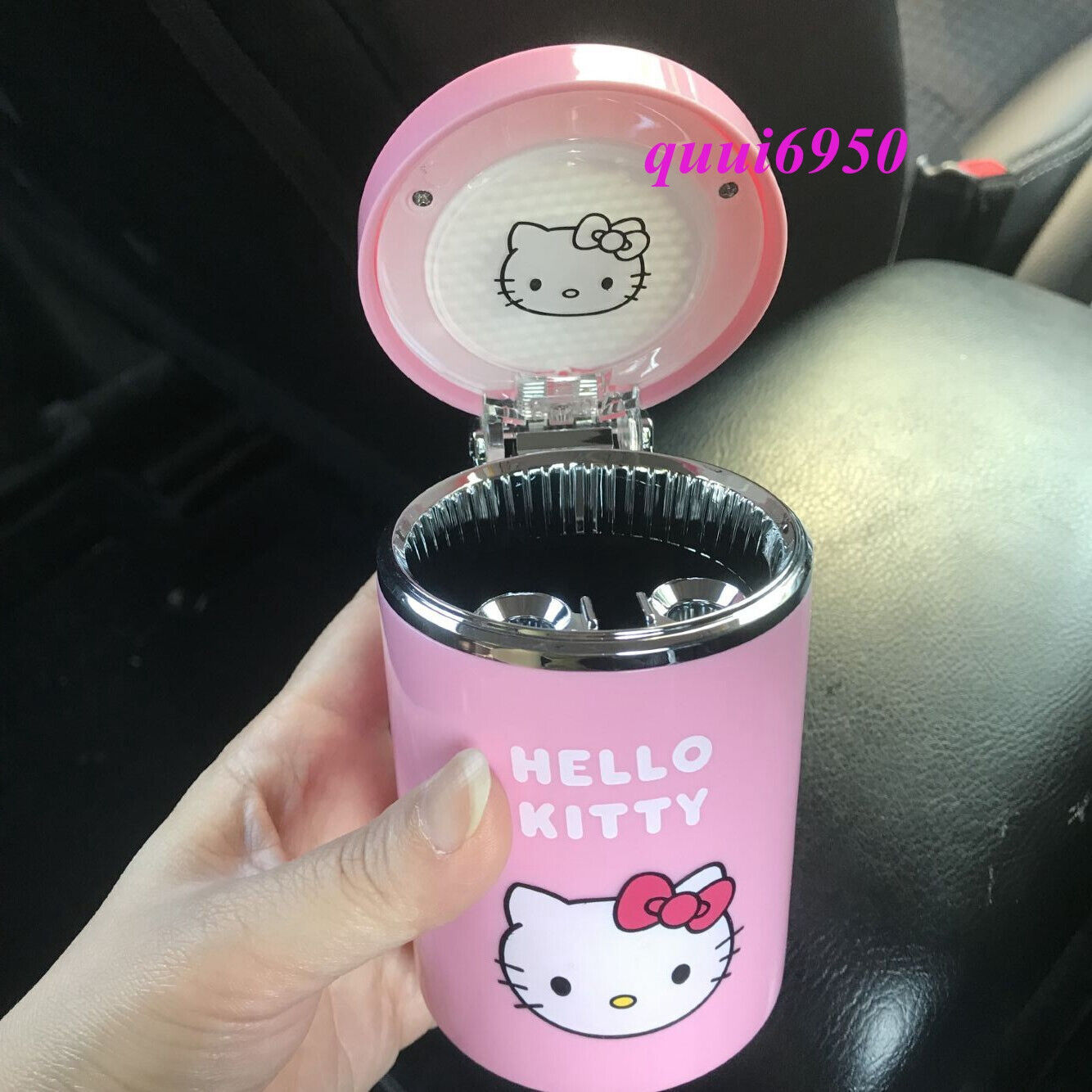Cute Pink Ladies Girl Hello Kitty Ashtray Portable Car Auto Ashtrays ...