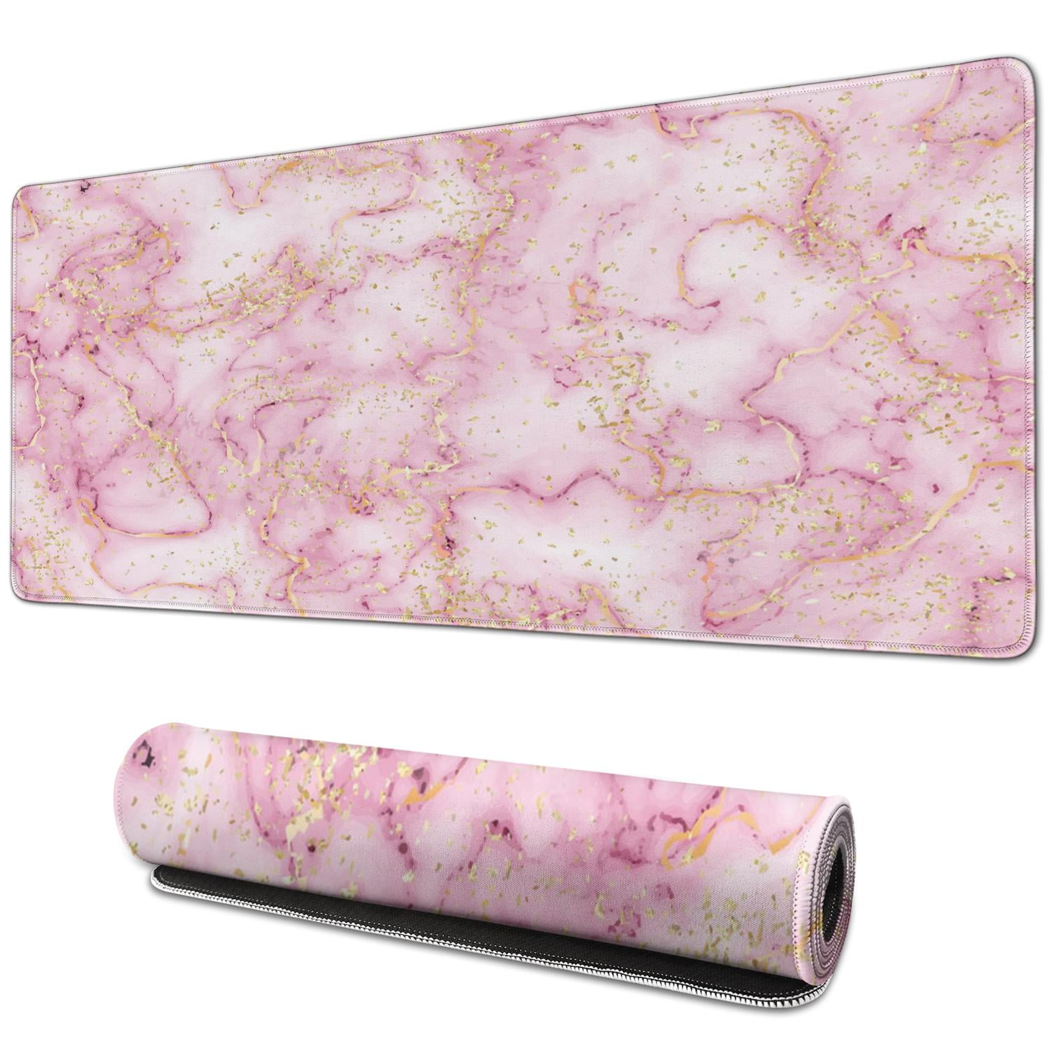 Cute Pink Large Mouse Pad - Stylish Rose Gold Marble Desk Mat for ...