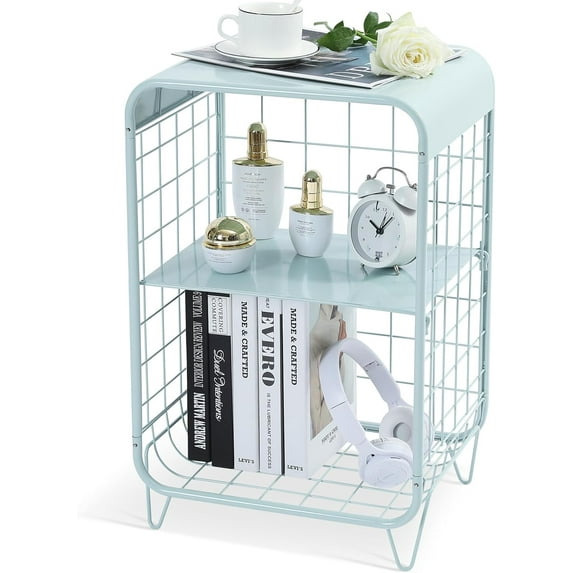 Cute Pink Nightstand,Metal Side Table,3 Tier End Table with Storage ...