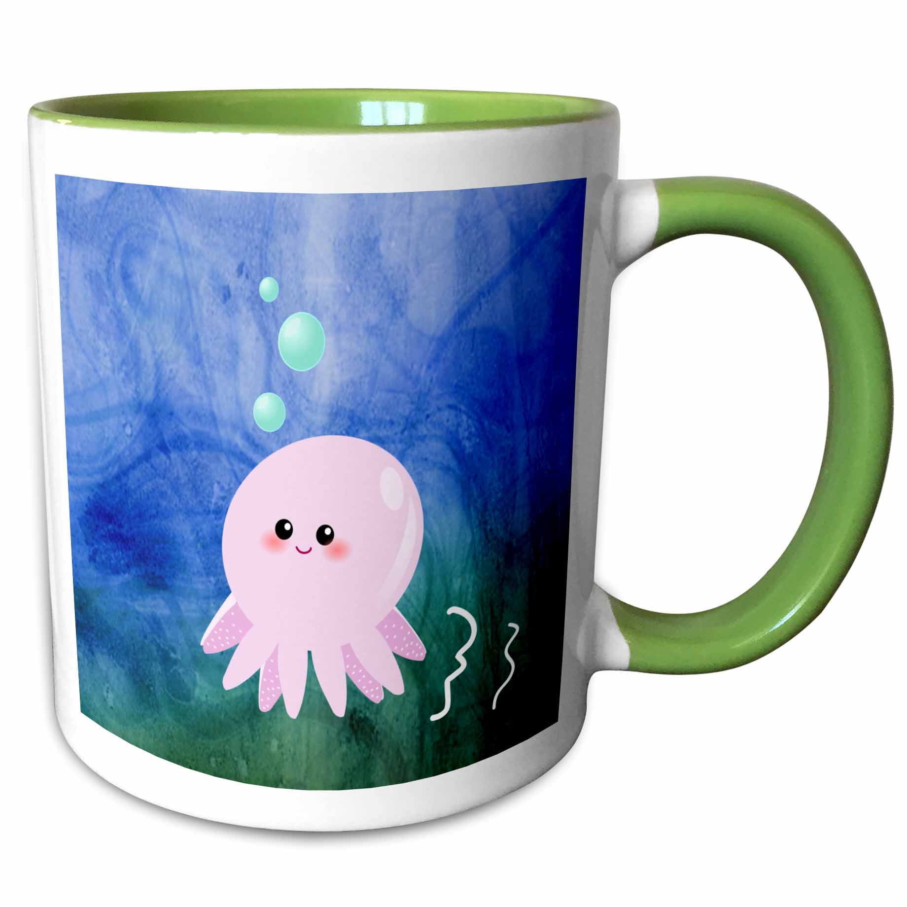 Cute Pink Octopus Cartoon - kawaii happy girly squid underwater in deep ...