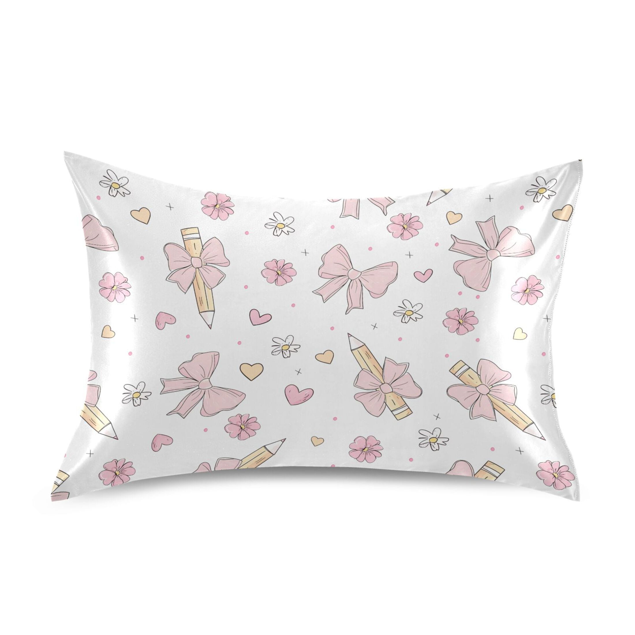 Cute Pink Pattern Pillowcase King Size Luxury Silky Soft Wrinkle ...