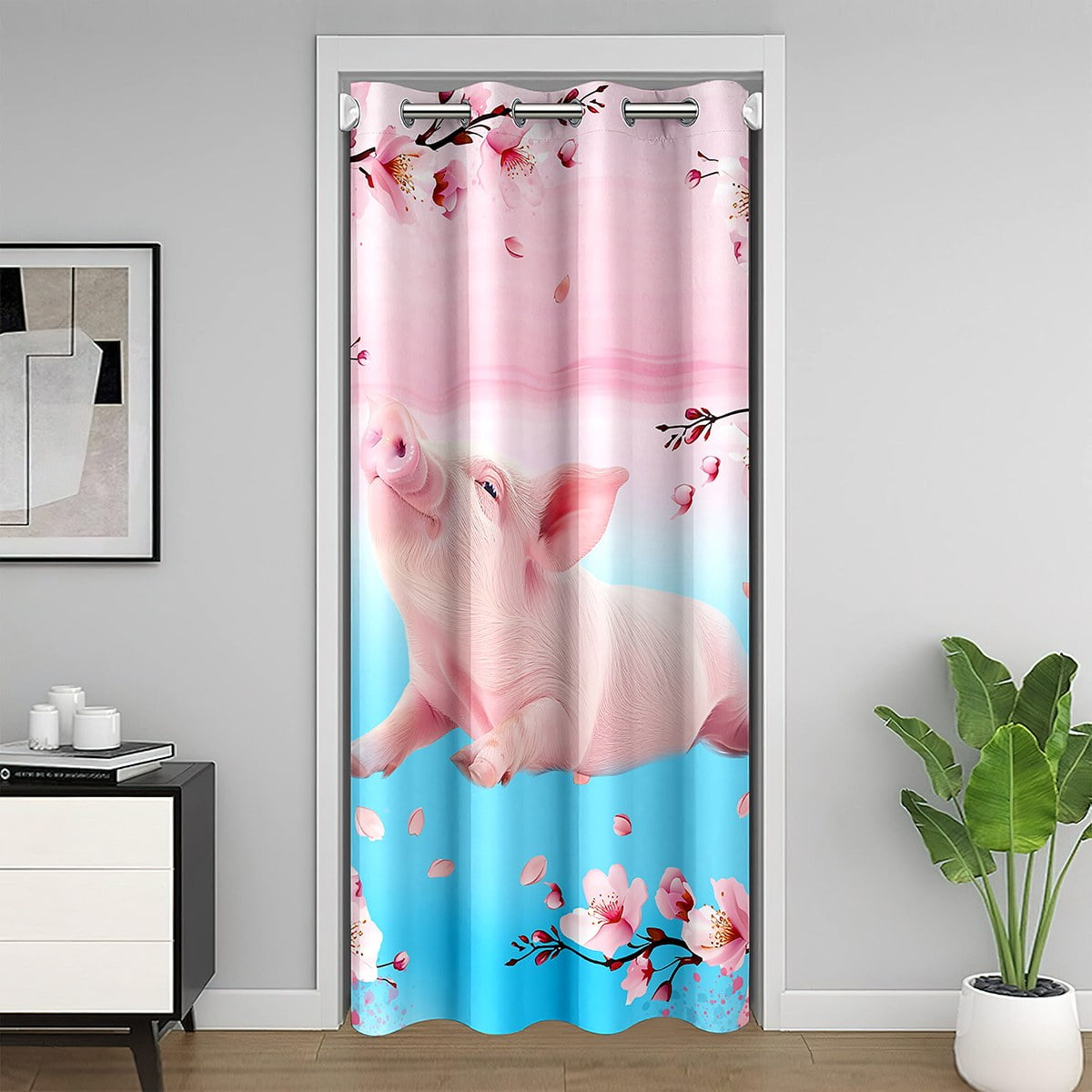 Cute Pink Pig Blackout Curtain For Teens Girls,Kawaiian Poultry Door ...