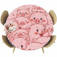 Cute Pink Pigs Round Tablecloth 55-60 Inch Round Fitted Table Cloth ...