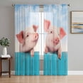 Cute Pink Pigs Sheer Curtains for Living Room Bedroom Country Farmhouse ...