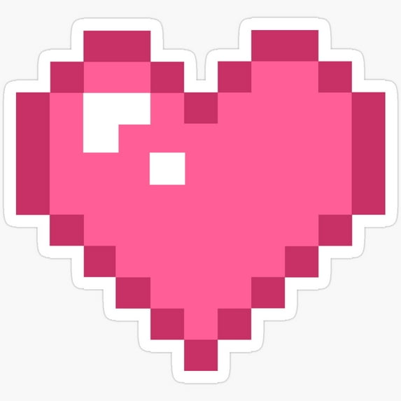 Cute Pink Pixel Heart Sticker Phone Decal Water Bottle Stickers Car ...