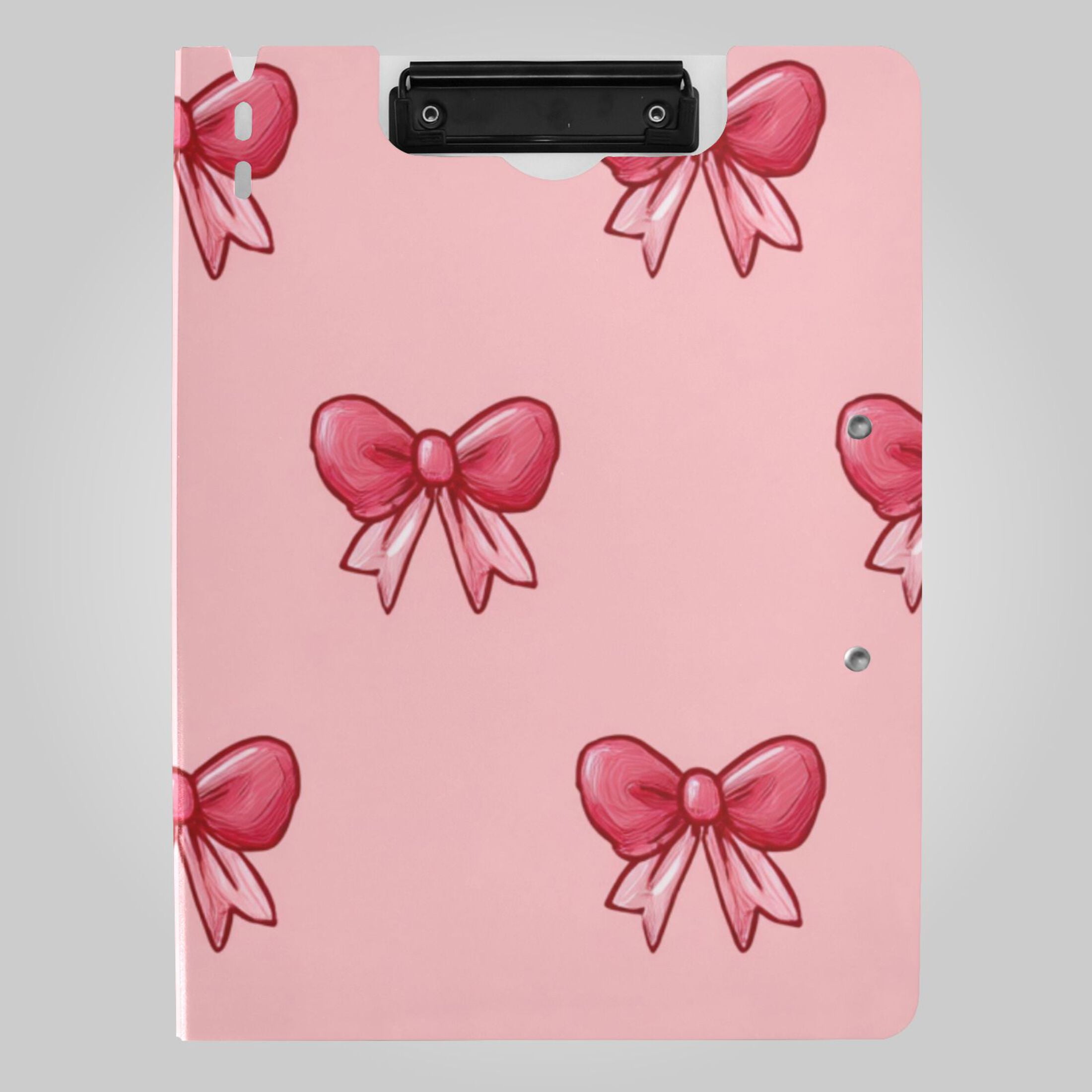 Cute Pink Ribbon Bows Foldable Binder Folder Clipboard with Pen Slot ...