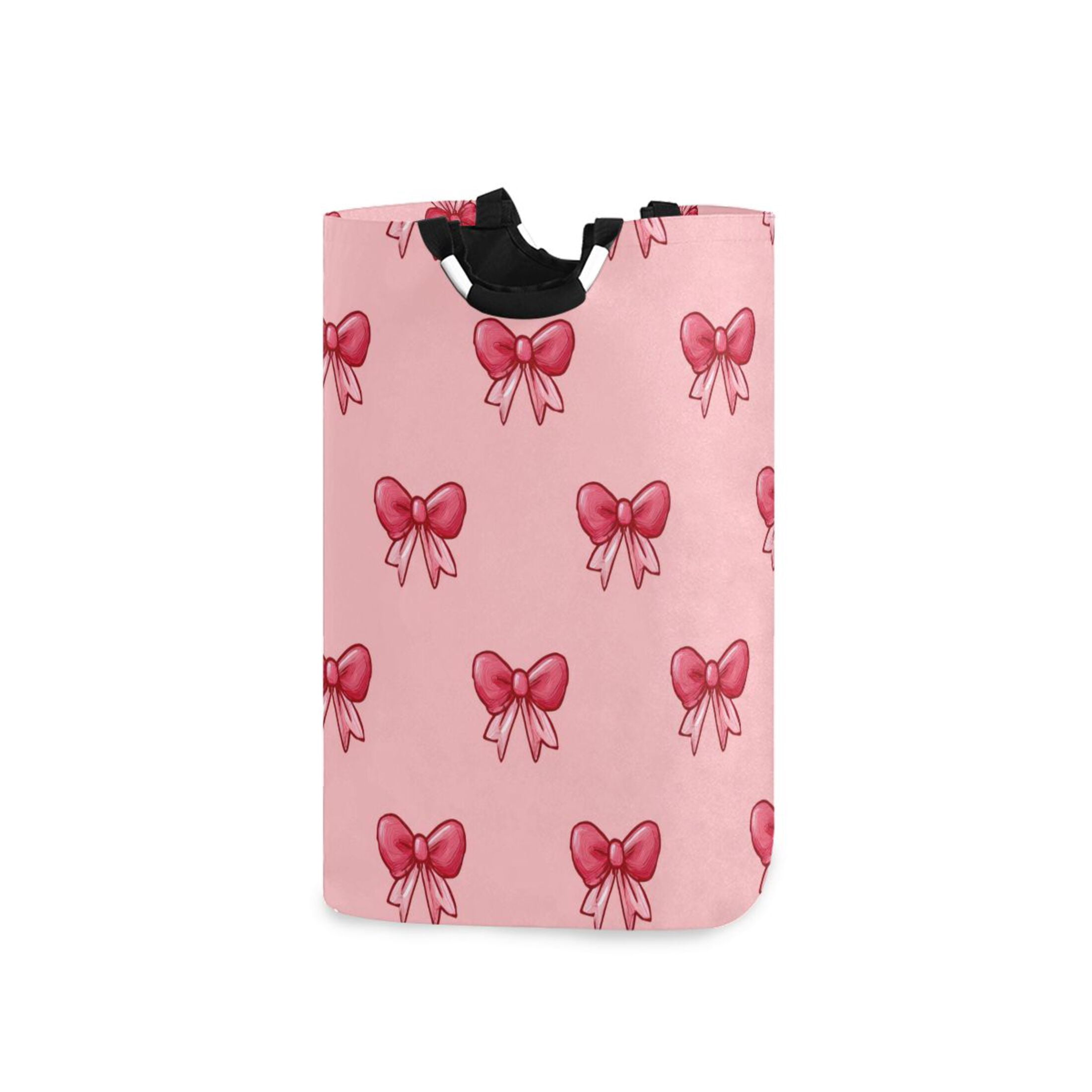 Cute Pink Ribbon Bows Laundry Basket with Handles Foldable Laundry ...