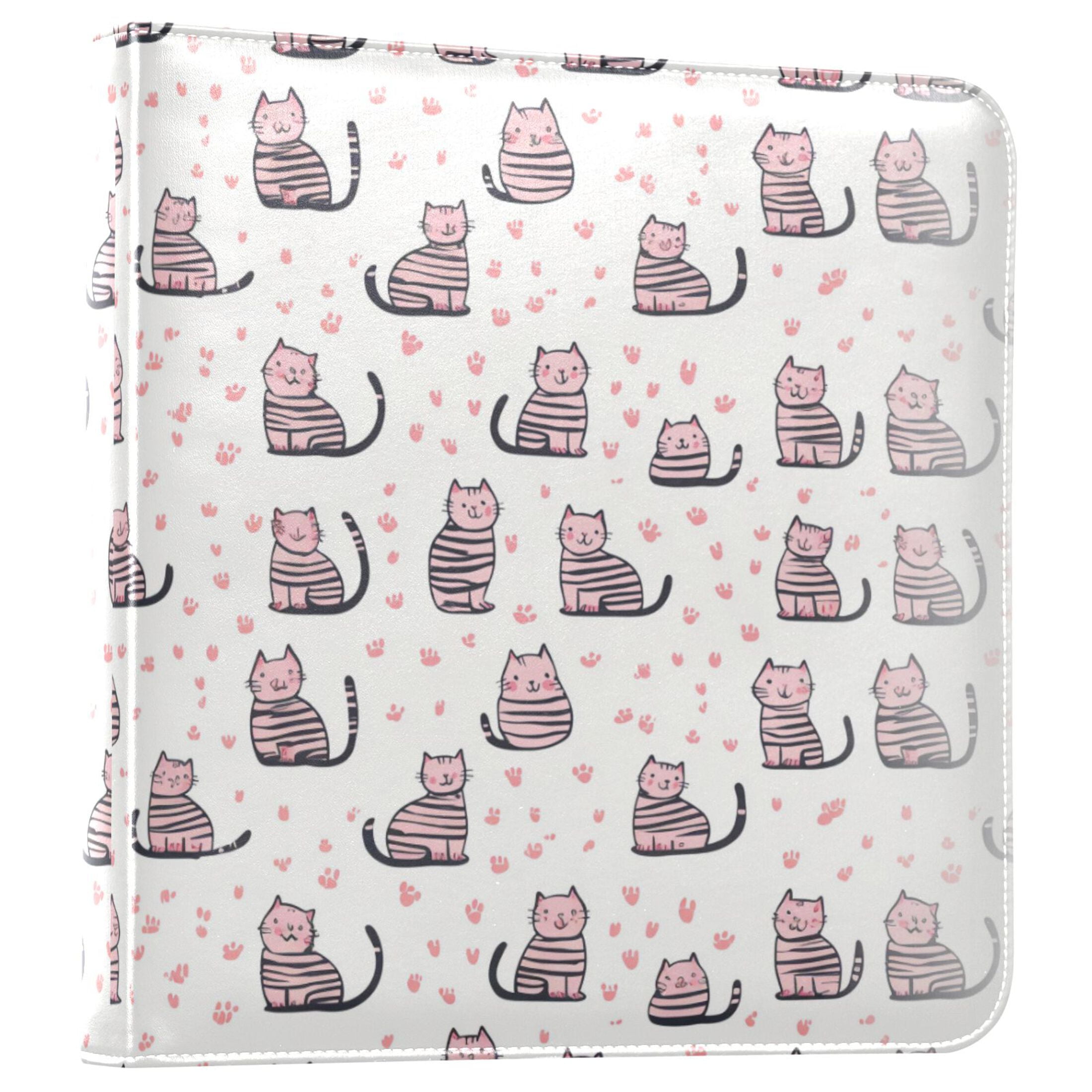 Cute Pink Striped Cat Large Photo Album Self Adhesive 20 Blank Pages ...