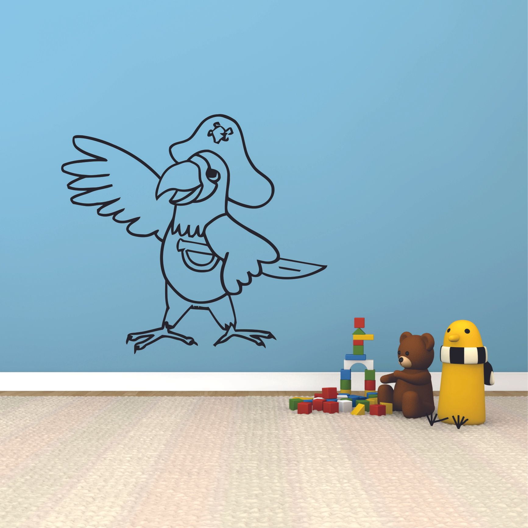 Cute Pirate Parrot Bird Animal Pirates Cartoon Wall Sticker Art Decal ...