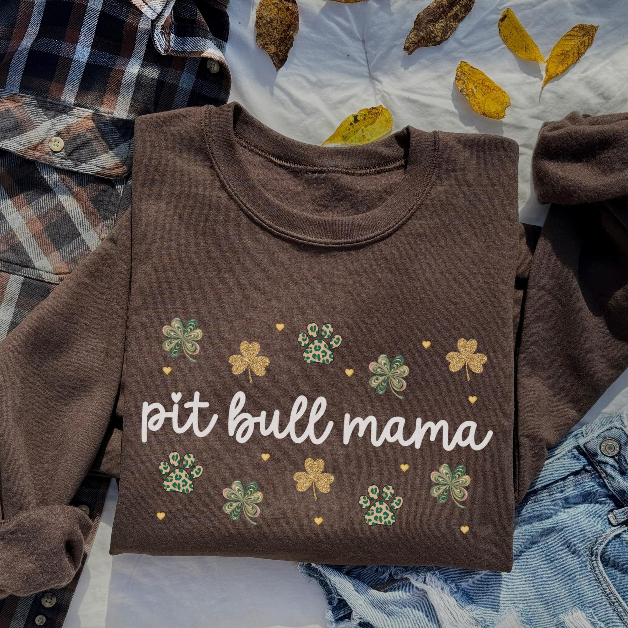 Cute Pit Bull St Patrick Day Sweatshirt, Lucky Pit Bull Sweater, Irish ...