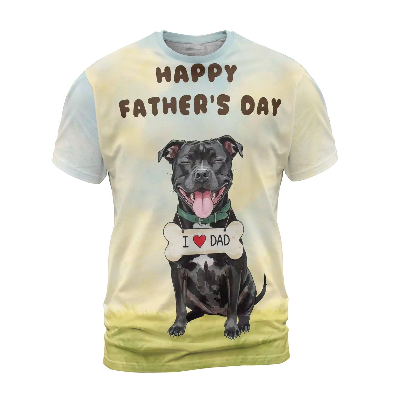 Cute Pitbull Loves Dad Happy Father's Day All Over Print 3D Shirt ...
